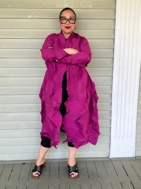 Vanite Couture Long Pleated Duster (Raspberry) – Dem Two Hands